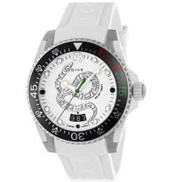 Gucci YA136330 Dive Wei&szlig; Schlange Motiv Zifferblatt Herrenuhr