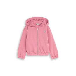 Tom Tailor M&auml;dchen Cropped Hoodie Sweatjacke mit Stickerei, rosa, Uni, Gr. 92/98