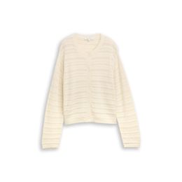 Tom Tailor Denim Damen Cardigan mit Lochmuster, wei&szlig;, Uni, Gr. XXL