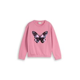 Tom Tailor M&auml;dchen Cropped Sweatshirt mit Wendepailletten, rosa, Uni, Gr. 92/98