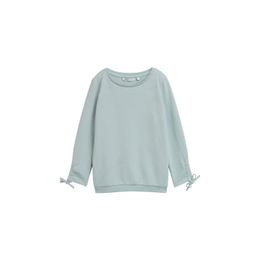 Tom Tailor Denim Damen Slim Fit Sweatshirt mit Raff&auml;rmeln, blau, Uni, Gr. L