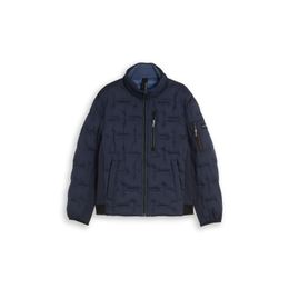 Tom Tailor Herren Hybrid Steppjacke mit verstaubarer Kapuze, blau, Uni, Gr. XXL