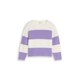 Tom Tailor M&auml;dchen Cropped Strickpullover mit Streifenmuster, lila, Gestreift, Gr. 92/98