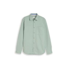 Tom Tailor Herren Regular Fit Hemd mit Waffelstruktur, gr&uuml;n, Uni, Gr. M