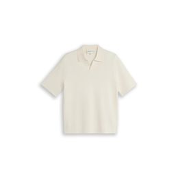 Tom Tailor Denim Herren Piqu&eacute; Strick-Poloshirt aus Baumwolle, wei&szlig;, Uni, Gr. XXL