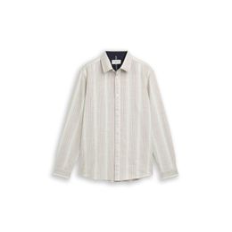 Tom Tailor Herren Regular Fit Hemd mit Streifenmuster, wei&szlig;, Gestreift, Gr. XXL