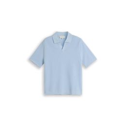Tom Tailor Denim Herren Piqu&eacute; Strick-Poloshirt aus Baumwolle, blau, Uni, Gr. XXL