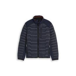 Tom Tailor Herren Lightweight Hybrid Steppjacke mit Stehkragen, blau, Uni, Gr. XXL