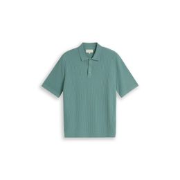 Tom Tailor Herren Strick-Poloshirt aus Baumwolle, blau, Uni, Gr. XXL