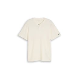 Tom Tailor Herren Henley T-Shirt mit Waffelstruktur, braun, Uni, Gr. XXL