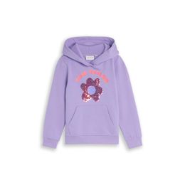 Tom Tailor M&auml;dchen Hoodie Sweatshirt mit Foto-Print, lila, Uni, Gr. 128/134