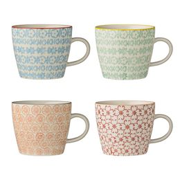 Bloomingville Carla Becher mit Henkel 4er Set &Oslash; 9,5xH8 cm, 4 verschiedene Farben skandinavische Deko Online Shop