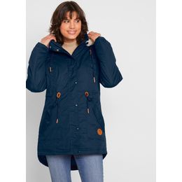 bonprix Wattierter Parka mit Fellimitat-Besatz, blau, Gr.52, Wattierter Parka mit Kapuze, abnehmbarer Fellimitat-Besatz, 55% Baumwolle