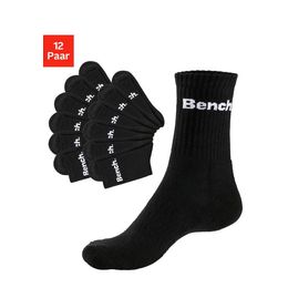 Bench. Tennissocken 'Damen Herren Sportsocken, Laufsocken,' schwarz Gr. 35-38 f&uuml;r Damen. Mit Logoschriftzug. Elastisch. Nachhaltig.