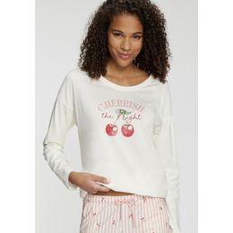 Vivance Dreams Langarmshirt braun Gr. 36/38 f&uuml;r Damen. Rundhals und Print. Loose Fit. Nachhaltig.