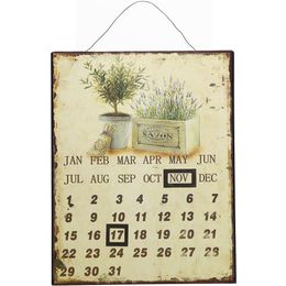 Wanduhr AMBIENTE HAUS "Metallbild Kalender - Lavendel 25x33cm", multi, B:25cm H:33cm, Wanduhren, Wanduhr, Metallbild Kalender - Lavendel 25x3