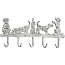 Garderobenhaken AMBIENTE HAUS "Welpen Haken aus Gusseisen", wei&szlig;, braun, grau, B:36cm H:17cm T:3cm, Gusseisen, Garderobenhalter, Garderobenhaken