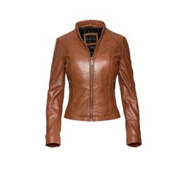 Lederjacke Bugatti "BULady-114", Damen, Gr. 44, cognac, Obermaterial: 100% Lammleder LEL. Futter: 100% Polyester PES., Rundhals, Jacken, aus weichem Leder
