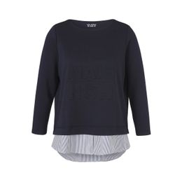 Sweatshirt Via Appia Due "Via Appia Due Sweatshirt", Damen, Gr. 50, marine, ecru, Obermaterial: 45% Polyester PES. 43% Viskose CV. 12% Elasthan EL., relaxed fit, U-Boot-Ausschnitt, Sweatshirts Sweatshirt, Gro&szlig;e Gr&ouml;&szlig;en