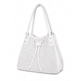 Schultertasche "Sorrento", Damen, Gr. B/H/T: 35cm x 30cm x 14cm onesize, wei&szlig;, Polyurethan (PU), Collezione Alessandro, Taschen Schultertasche, aus softem Material, XL-Format