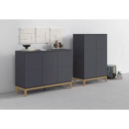 Sideboard OTTO HOME "Maryd", grau (grau, wotan eiche), B:120cm H:88cm T:41cm, Holzwerkstoff, MDF, Sideboards, Sideboard, Kommode, Untergestell in Holzoptik, Breite 120 cm