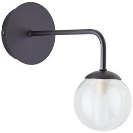 Brilliant Wandleuchte "Gitse", schwarz (schwarz, transparent), 1, H: 23cm, Leuchten, H&ouml;he 23 cm, G9, Metall/Glas, schwarz/transparent, Wandleuchte