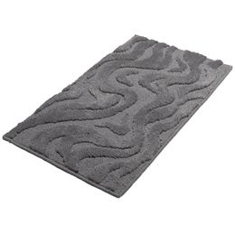 Badematte OTTO HOME "Wave, Badvorleger, Badezimmer Teppich", grau, H:10mm, Polyester, Badematten, Badematte, Hoch-Tief-Effekt, modernes Muster, Welle, Badteppich, Duschvorleger