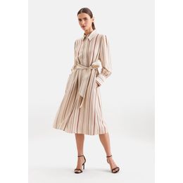 Sommerkleid Seidensticker, Damen, Gr. XL (42), Normalgr&ouml;&szlig;en, beige, 85% Viskose, 15% Polyamid, gestreift, regular fit, Kleider Sommerkleid, 1/1 Kragen Gestreift