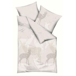 Bettw&auml;sche Kaeppel "Hirsche", beige (natur), B/L: 135cm x 200cm, 1 Stk., 1 Stk., Feinbiber, B/L: 80cm x 80cm, 2 Stk., Feinbiber, Obermaterial: 100% Baumwolle, Bettw&auml;sche, Bettw&auml;sche, mit Hirschen
