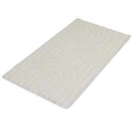 Badematte OTTO HOME "Zen, Badvorleger, Badezimmer Teppich, Duschvorleger", creme, H:10mm, Polyester, Badematten, Badematte, Uni Farben, Hoch-Tief-Effekt, modernes Muster, Zen