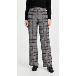 Stoffhose MAC "CHIARA", Damen, Gr. 36, L&auml;nge 30, burgundy check, Web, Obermaterial: 90% Polyester, 10% Elasthan, bedruckt, weit kn&ouml;chellang, Hosen Stoffhose, Sommerhose mit All-Over Print