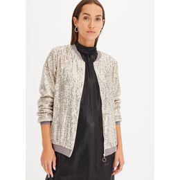 bonprix Pailletten-Blouson, beige, Gr.40/42 (M), Modischer Blouson mit Pailletten und B&uuml;ndchen