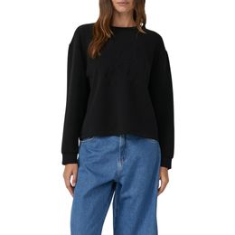 Sweatshirt s.Oliver, Damen, Gr. 36, schwarz, Sweatware, Obermaterial: 47% Modal, 41% Polyester, 12% Elasthan, unifarben, relaxed fit normal, Rundhals, B&uuml;ndchen, Sweatshirts Sweatshirt, mit Pr&auml;gung