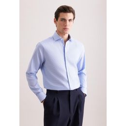 Businesshemd Seidensticker "Schwarze Rose", Herren, Gr. L (42), normale &Auml;rmell&auml;ngen, mittelblau, 100% Baumwolle, Strukturmuster, comfort fit, 2-Knopf-Manschette, Hemden, Comfort 1/1 Kentkragen Struktur
