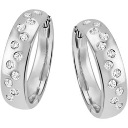 Paar Creolen Firetti "Schmuck Geschenk Silber 925 Ohrschmuck Ohrringe Sternenhimmel", silber (silberfarben, kristallwei&szlig;, kristallwei&szlig;), Ohrringe, Damen, Silber 925 (Sterlingsilber), mit Zirkonia (synth.)