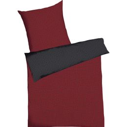 Wendebettw&auml;sche Kaeppel "Password", rot (rubin), B/L: 200cm x 200cm, 1 Stk., 2 Stk., Biber, B/L: 80cm x 80cm & 80cm x 80cm, 3 Stk., Biber, Obermaterial: 100% Baumwolle, Bettw&auml;sche, Wendebettw&auml;sche, mit graphischem Muster aus kleinen Punkten