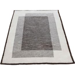 Teppich CarpetFine "Holly 7", beige (creme,braun), B:160cm H:12mm L:230cm, Polyester, Teppiche, Teppich, geometrisches Design, gestreift, Hoch Tief Struktur
