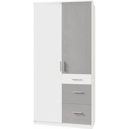 Kleiderschrank wimex "Joker", grau (wei&szlig;, betonfarben lichtgrau), B:90cm H:199cm T:59cm, Schr&auml;nke, Kleiderschrank, wahlweise mit Spiegel