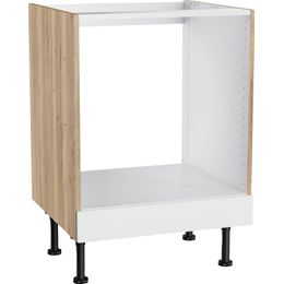 Herdumbauschrank KOCHSTATION "Aken", wei&szlig; (wei&szlig;, wildeiche nachbildung), B:60cm H:87cm T:58,4cm, Schr&auml;nke, Herdumbauschrank