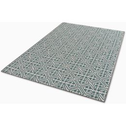 Sch&ouml;ner Wohnen Kollektion Teppich "Parkland 6351 222", blau (t&uuml;rkis), B:120cm H:5mm L:180cm, Kunstfaser, SCH&Ouml;NER WOHNEN-KOLLEKTION, Teppiche, Teppich, In- und Outdoor geeignet, eleganter Flachflorteppich