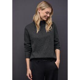 Rollkragenpullover Street One, Damen, Gr. 44, gravel grau meliert, Strick, Obermaterial: 37% Polyacryl, 29% Baumwolle, 29% Polyester, 5% Nylon, meliert, regular fit normal, ohne Ausschnitt, Rippb&uuml;ndchen, Pullover Rollkragenpullover, mit Rippb&uuml;ndchen