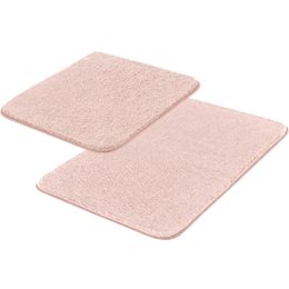 Badematte Meusch "Sascha" Gr. 20, rosa (nelke), H:20mm, Polyester, Badematten, Badematte, Badteppich, 2-teiliges Set - Badematte & WC-Vorleger, Uni-Farben