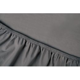 Spannbettlaken Kayori "Edo", grau (antrazit), B:180cm L:200cm, Mako-Satin, Obermaterial: 100% Baumwolle, Bettlaken, Spannbettlaken, Bio-Baumwolle