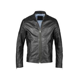 Lederjacke Bugatti "BULUIGI", Herren, Gr. 58, schwarz, Obermaterial: 100% Lammleder LEL. Futter: 50% Baumwolle CO. 50% Polyester PES., Rundhals, Jacken, mit dekorativen Ziern&auml;hten und Rei&szlig;verschl&uuml;ssen