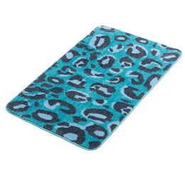 Badematte OTTO HOME "Regona Leo, Badvorleger, Badezimmer Teppich, Duschvorleger", petrol, H:10mm, Polyester, Badematten, Badematte, Leoparden-Muster, Animal Print, modern