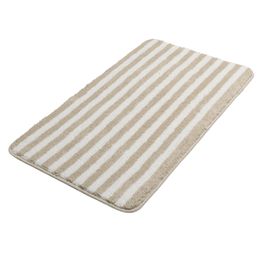 Badematte OTTO HOME "Streifen, Badvorleger, Badezimmer Teppich", beige, wei&szlig;, H:12mm, Polyester, Badematten, Badematte, Scandi, gestreift, Badteppich, Badematten