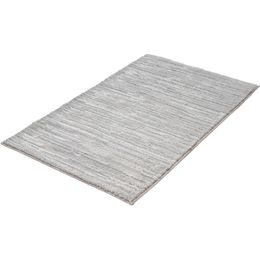 Badematte Kleine Wolke "Glow, Badvorleger, Badezimmer Teppich", wei&szlig; (auster), H:14mm, Polyester, Badematten, Badematte, Badteppich, Uni Farben, Streifen Struktur, Hoch-Tief Effekt