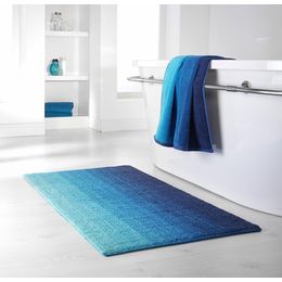 Badematte Dyckhoff "Colori 09285" Gr. 1, blau, H:14mm, Bio-Baumwolle, Badematten, Badematte