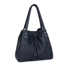 Schultertasche "Sorrento", Damen, Gr. B/H/T: 35cm x 30cm x 14cm onesize, marine, Polyurethan (PU), Collezione Alessandro, Taschen Schultertasche, aus softem Material, XL-Format