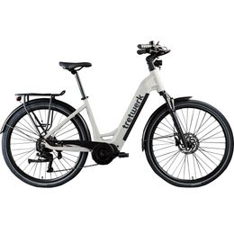 E-Bike Tretwerk "Amber" Gr. 48, wei&szlig; (hellgrau), Elektrofahrr&auml;der, 48cm, 28 Zoll (71,12cm), E Bike Damen 28" Elektrofahrrad 155 - 185cm Hollandrad